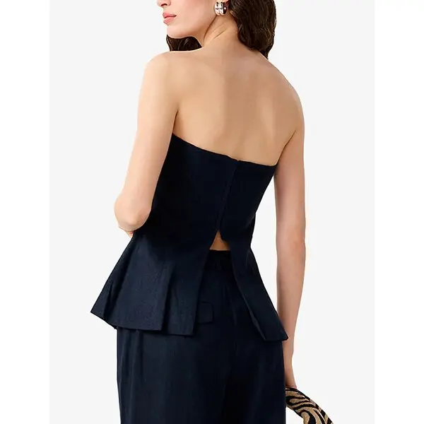 OMNES Etta Strapless Linen-blend Top