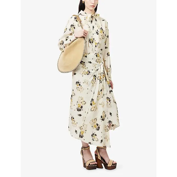Isabel Marant Étoile Faniry Floral Print Silk Blend Midi Skirt - Ecru