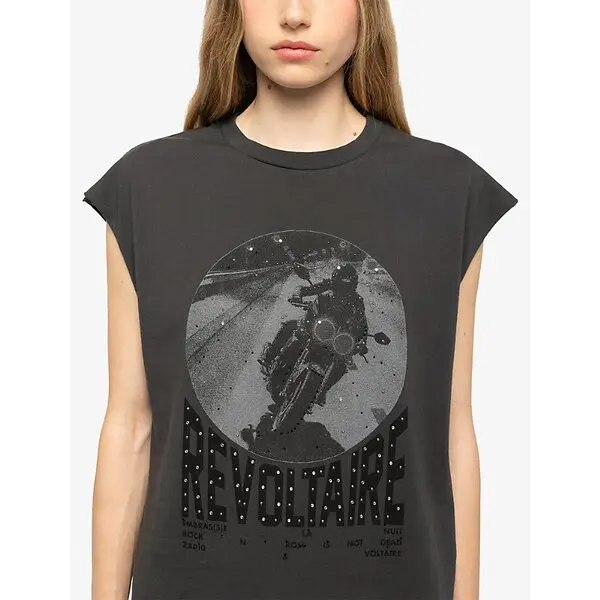 Zadig&Voltaire Cloe Rhinestone Embellished Cotton-jersey Tank Top