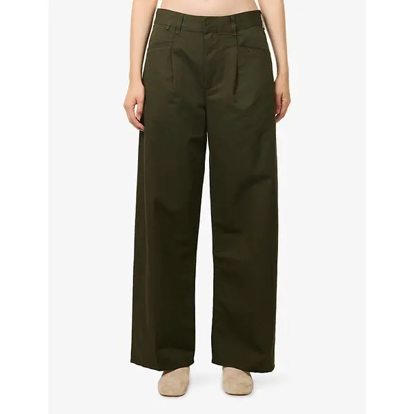 Citizens Of Humanity Velha Cotton And Linen-blend Trousers - Moss