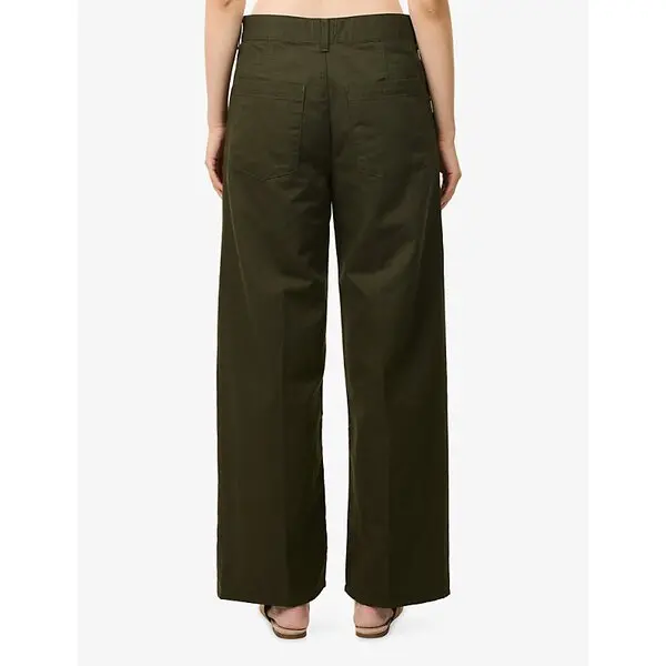 Citizens Of Humanity Velha Cotton And Linen-blend Trousers - Moss