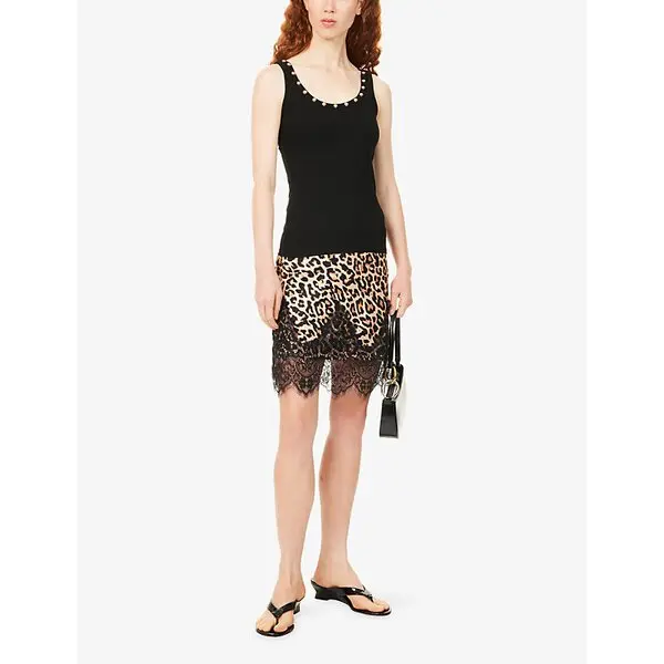 NEVER FULLY DRESSED Studded Rib Jersey Vest Top