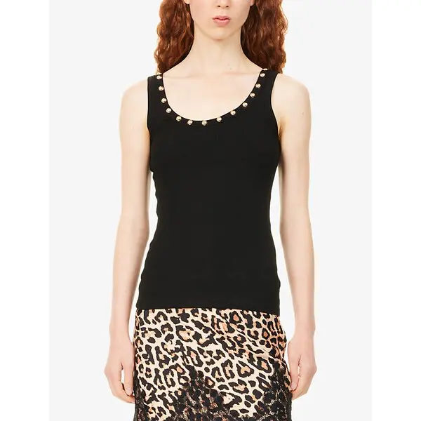 NEVER FULLY DRESSED Studded Rib Jersey Vest Top