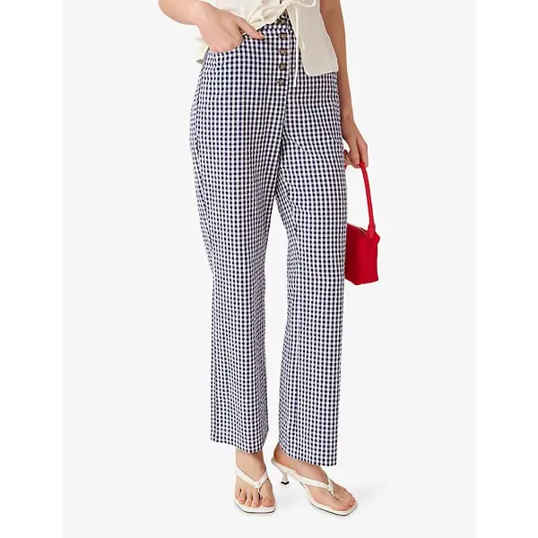 OMNES Elodie Gingham-pattern Cotton Trousers
