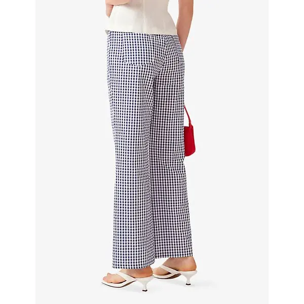 OMNES Elodie Gingham-pattern Cotton Trousers
