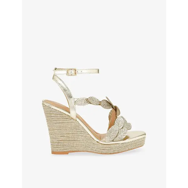 Carvela Eleganza Faux-leather Wedge Sandals With Embellishments