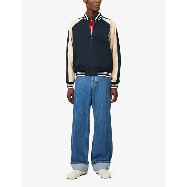 Valentino Garavani Contrast-stripe Zip-up Cotton Bomber Jacket