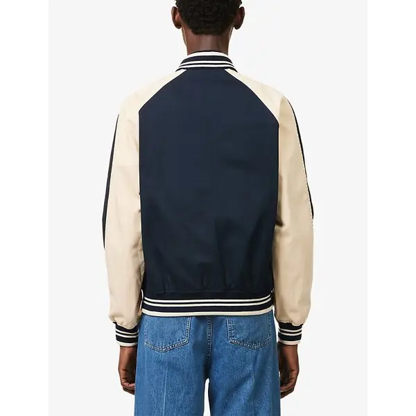 Valentino Garavani Contrast-stripe Zip-up Cotton Bomber Jacket