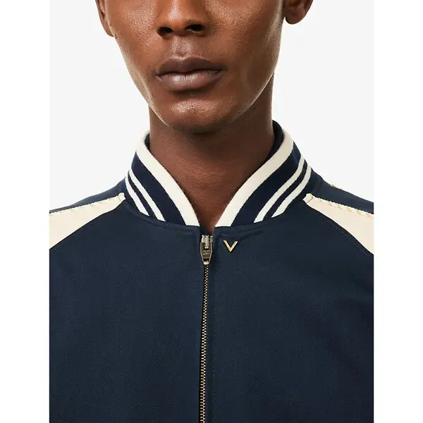 Valentino Garavani Contrast-stripe Zip-up Cotton Bomber Jacket