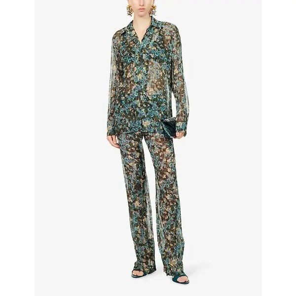 Dries Van Noten Floral-print Pleated Woven Shirt