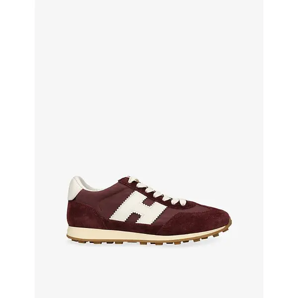 Hogan H727 Suede And Woven Trainers - Wine