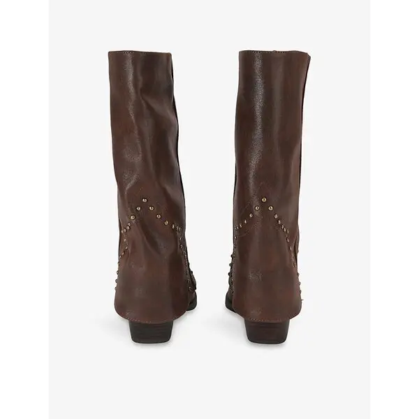 Steve Madden Faux-leather Western Boots With Stud Embellishments