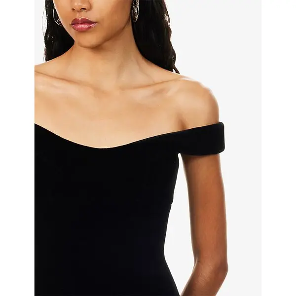 David Koma Off-shoulder Flared Velvet Mini Dress