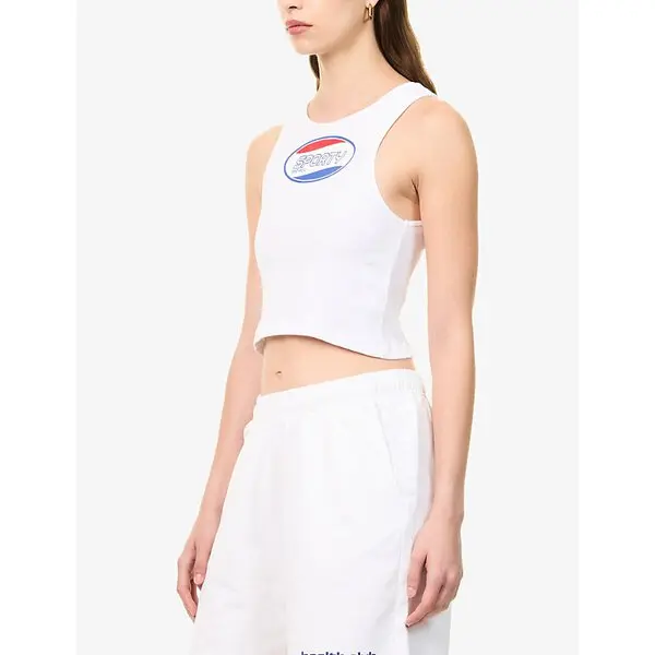 SPORTY & RICH Britney Logo-print Cotton Tank Top