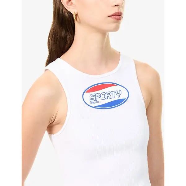 SPORTY & RICH Britney Logo-print Cotton Tank Top