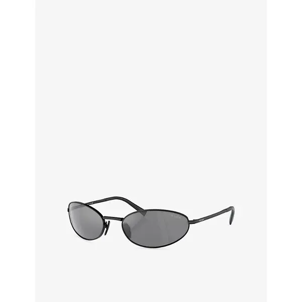 Prada Oval Steel Sunglasses - Black
