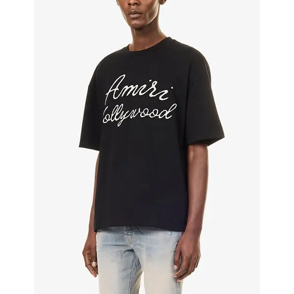 Amiri Hollywood Logo-embroidered Cotton T-shirt