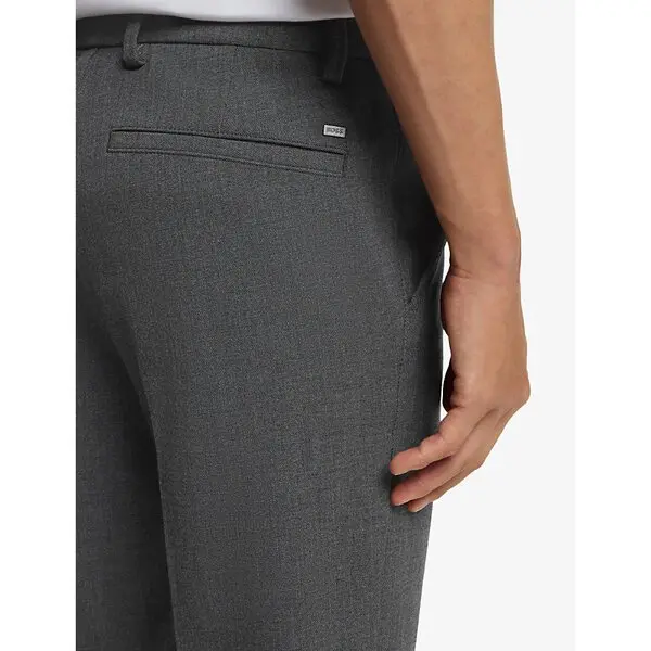 BOSS Tapered-leg Slim-fit Cotton-blend Trousers