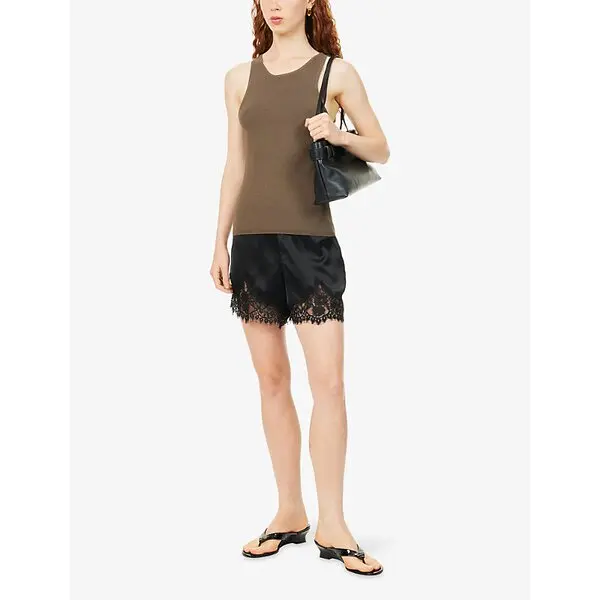 REFORMATION Lace-trim Satin Shorts - Black
