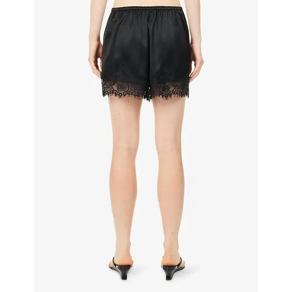 REFORMATION Lace-trim Satin Shorts - Black