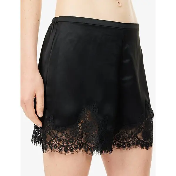 REFORMATION Lace-trim Satin Shorts - Black