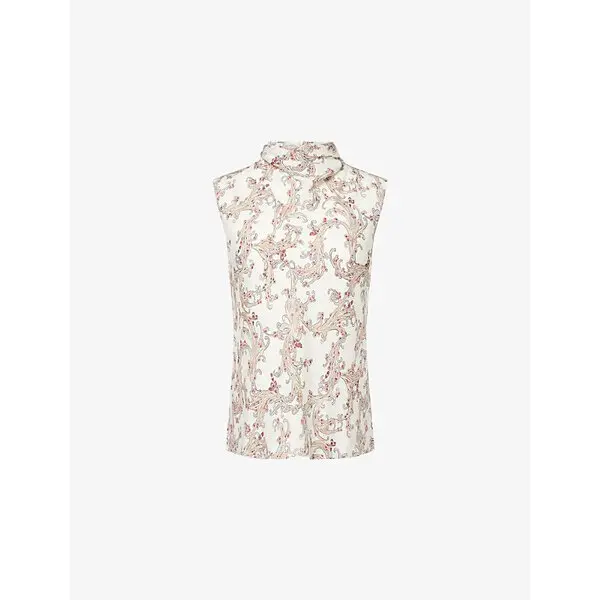 ME+EM Floral-print Sleeveless Silk Top