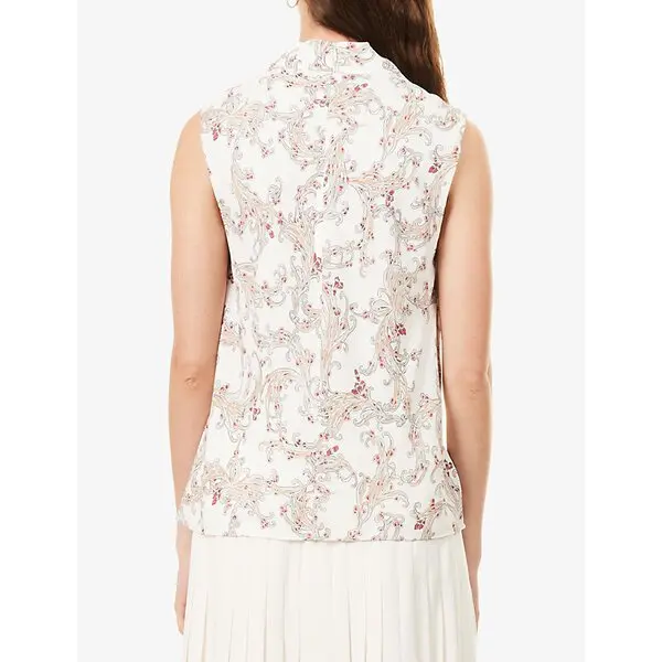 ME+EM Floral-print Sleeveless Silk Top
