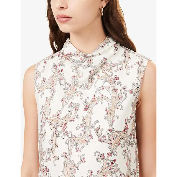 ME+EM Floral-print Sleeveless Silk Top