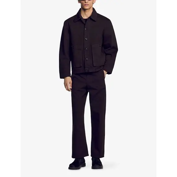 Sandro Flared-fit Denim Worker Jacket