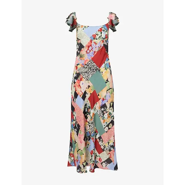 Rixo Adele Printed Silk Midi Dress