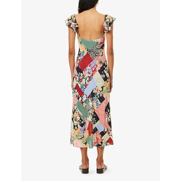 Rixo Adele Printed Silk Midi Dress