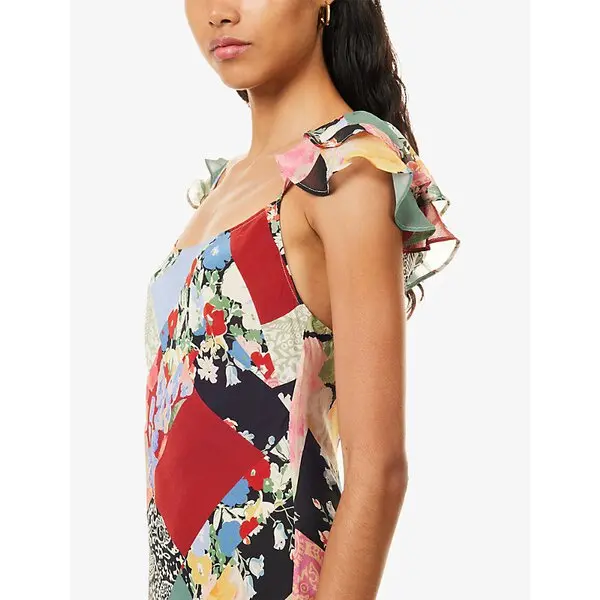 Rixo Adele Printed Silk Midi Dress