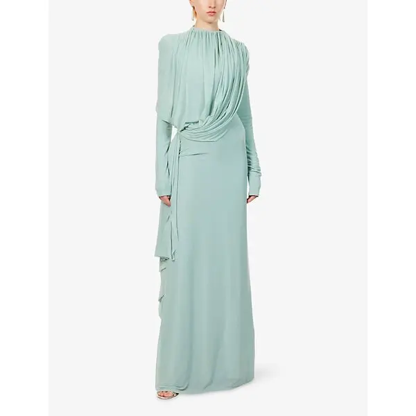 DEME Donna Draped Stretch-jersey Maxi Dress