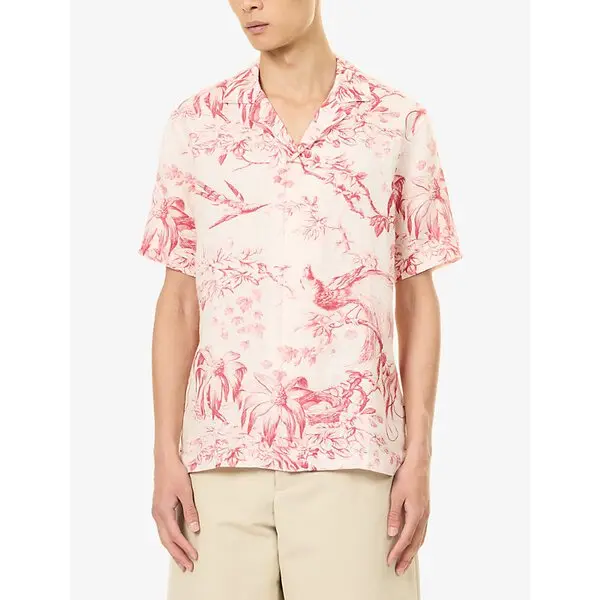 Orlebar Brown Maitan Nature-print Linen Shirt Xxxl