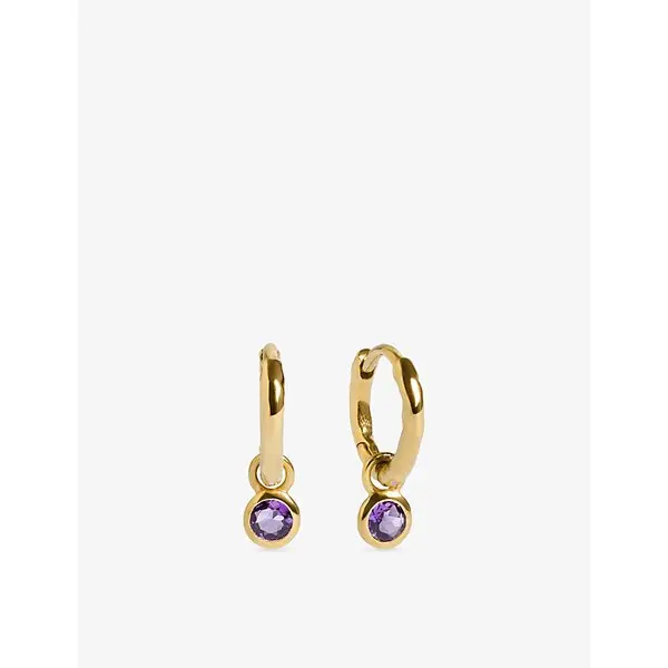 Monica Vinader 18ct Yellow Vermeil And Amethyst Huggie Earrings - Gold