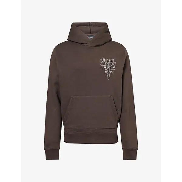 Amiri Lasso Embroidered Cotton-blend Hoody - Husk