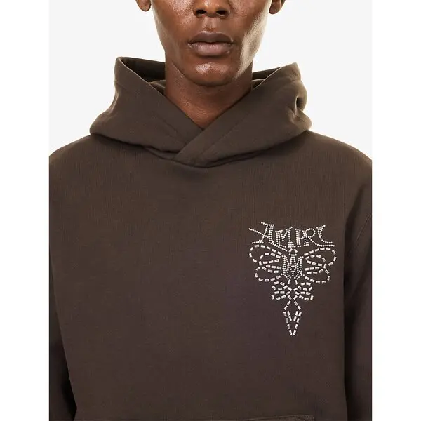 Amiri Lasso Embroidered Cotton-blend Hoody - Husk