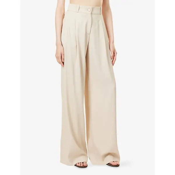 REBIRTH Wide-leg Mid-rise Woven Trousers