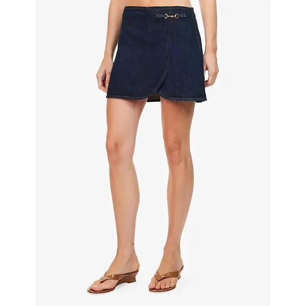 Paige Montanna Wrap Denim Mini Skirt