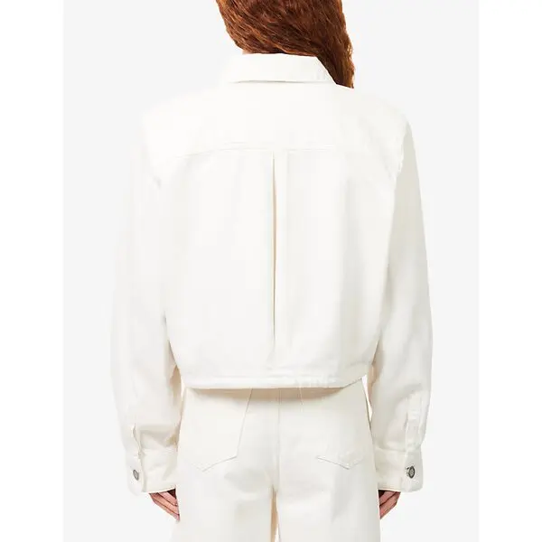 THE COUTURE CLUB Padded Shoulder Cotton Denim Jacket
