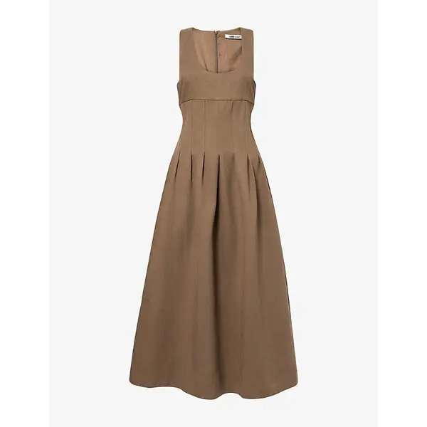 Oddmuse Cinched Cotton-blend Midi Dress