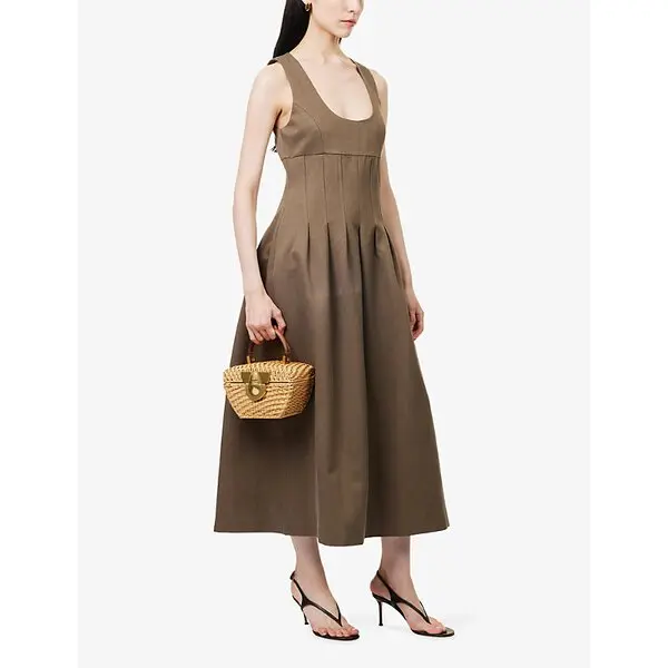 Oddmuse Cinched Cotton-blend Midi Dress