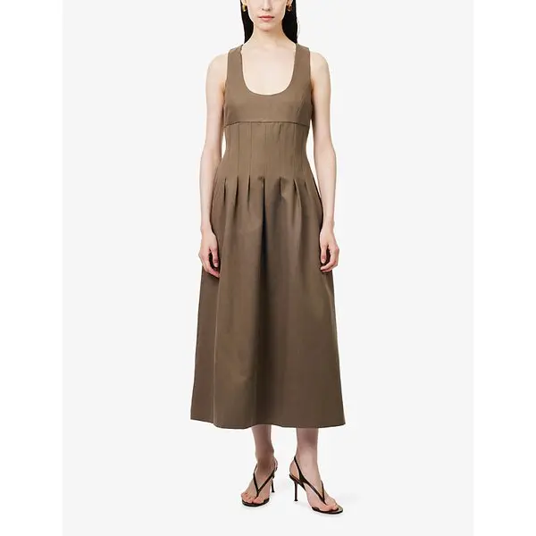 Oddmuse Cinched Cotton-blend Midi Dress