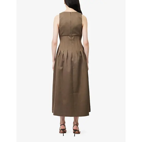Oddmuse Cinched Cotton-blend Midi Dress