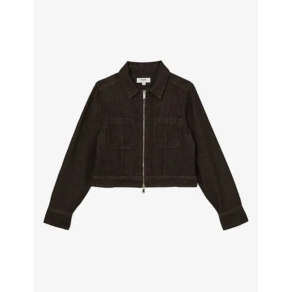 REISS Lotta Cropped Denim Jacket