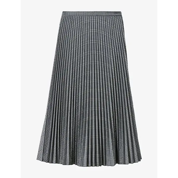 Whistles Checked Pleated Midi Skirt