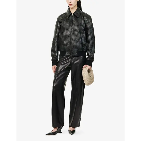 Bottega Veneta Intrecciato Leather Bomber Jacket