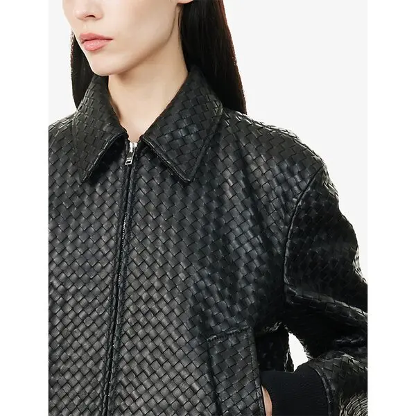 Bottega Veneta Intrecciato Leather Bomber Jacket
