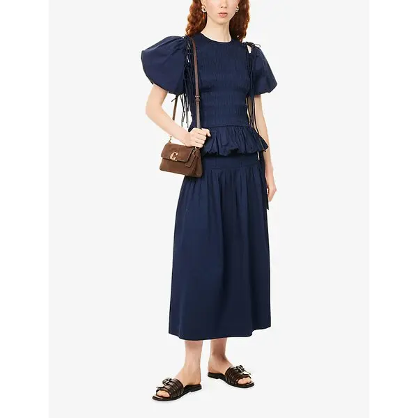 DAMSON MADDER Becca Shirred Cotton Blouse
