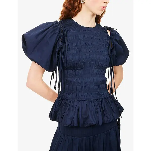 DAMSON MADDER Becca Shirred Cotton Blouse